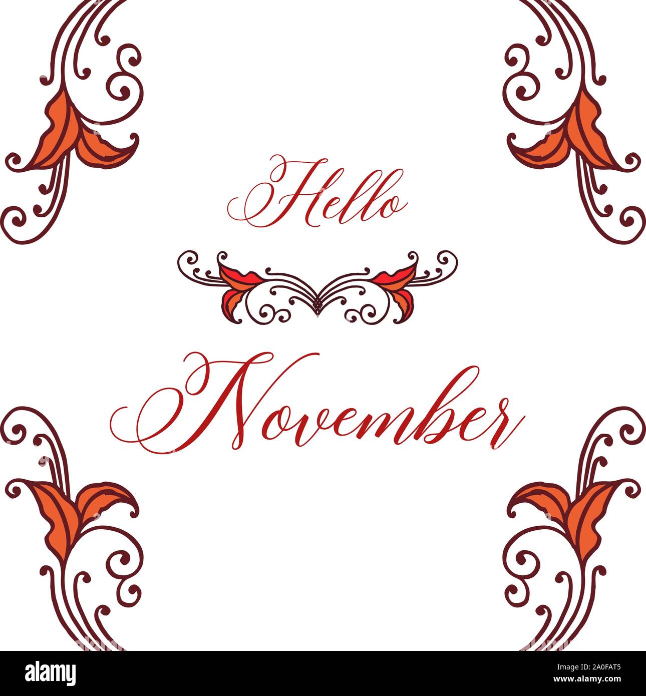 Template of lettering greeting card hello november, with motif of ...