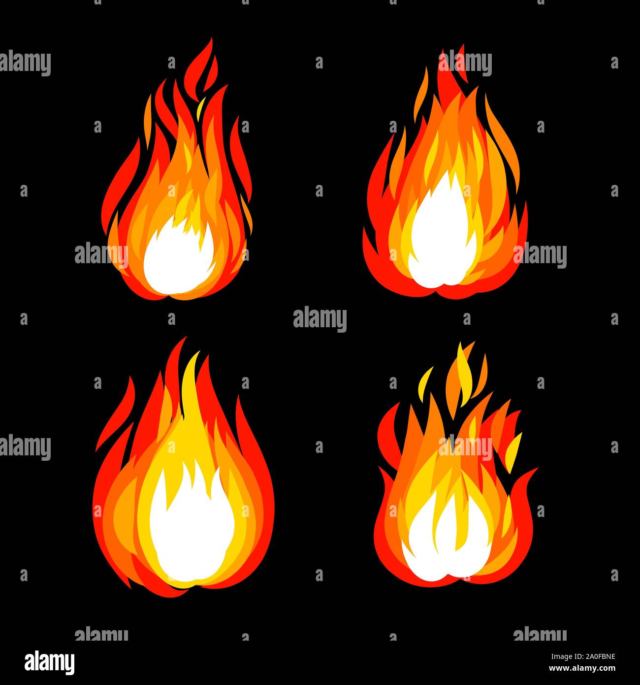 Flame drawing on black background as isolated logo Stock Vector Image ...