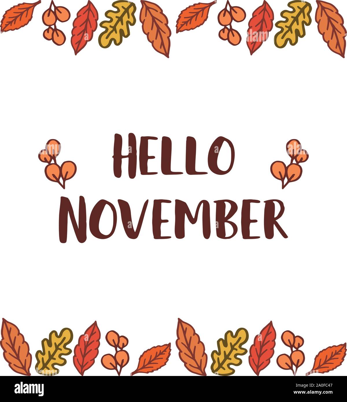 Card hello november, autumn leaf frame. Vector Stock Vector Image & Art ...