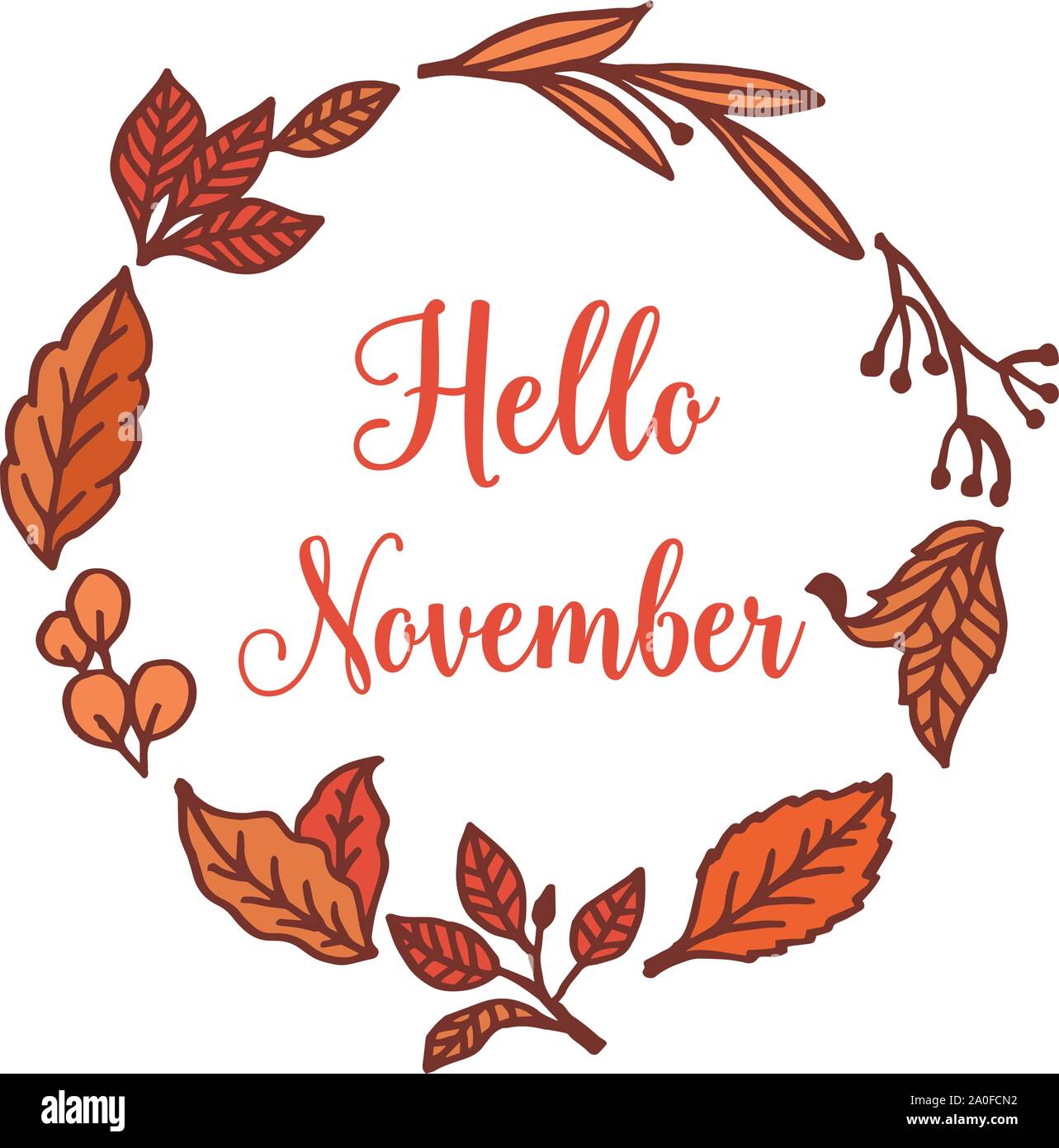 Card hello november, autumn leaf frame. Vector Stock Vector Image & Art ...