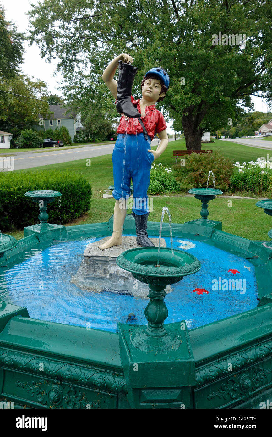 Boy with the Leaking Boot statue at Houlton, Maine, USA Stock Photo - Alamy