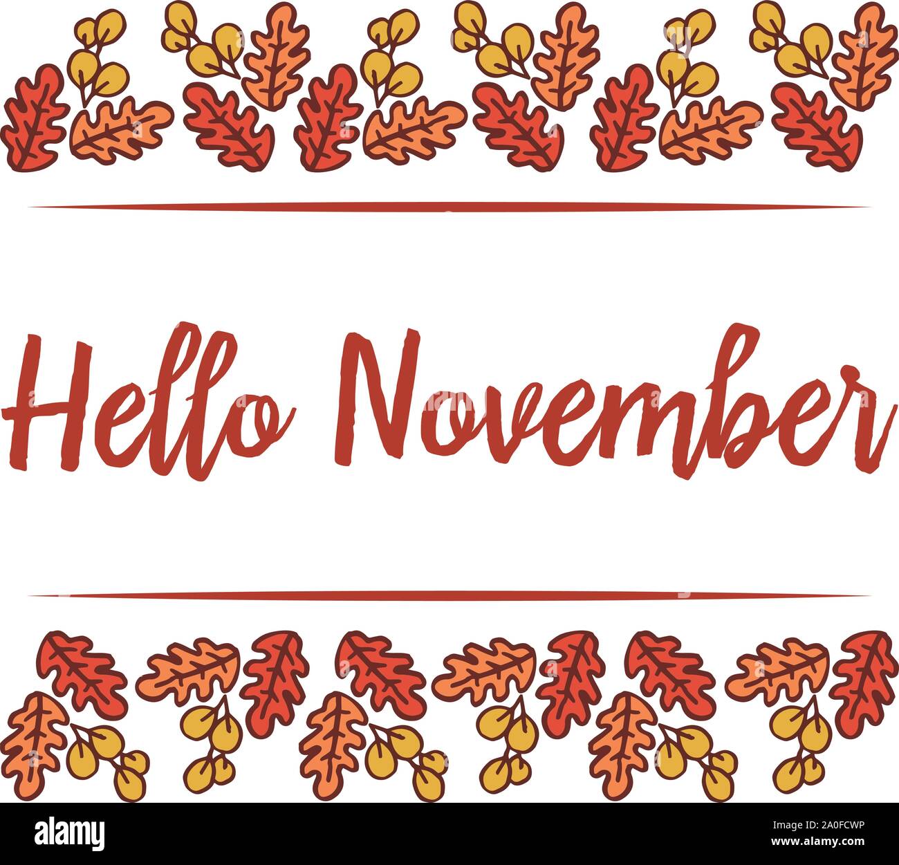 Template of invitation card hello november, with modern of leaf frame ...