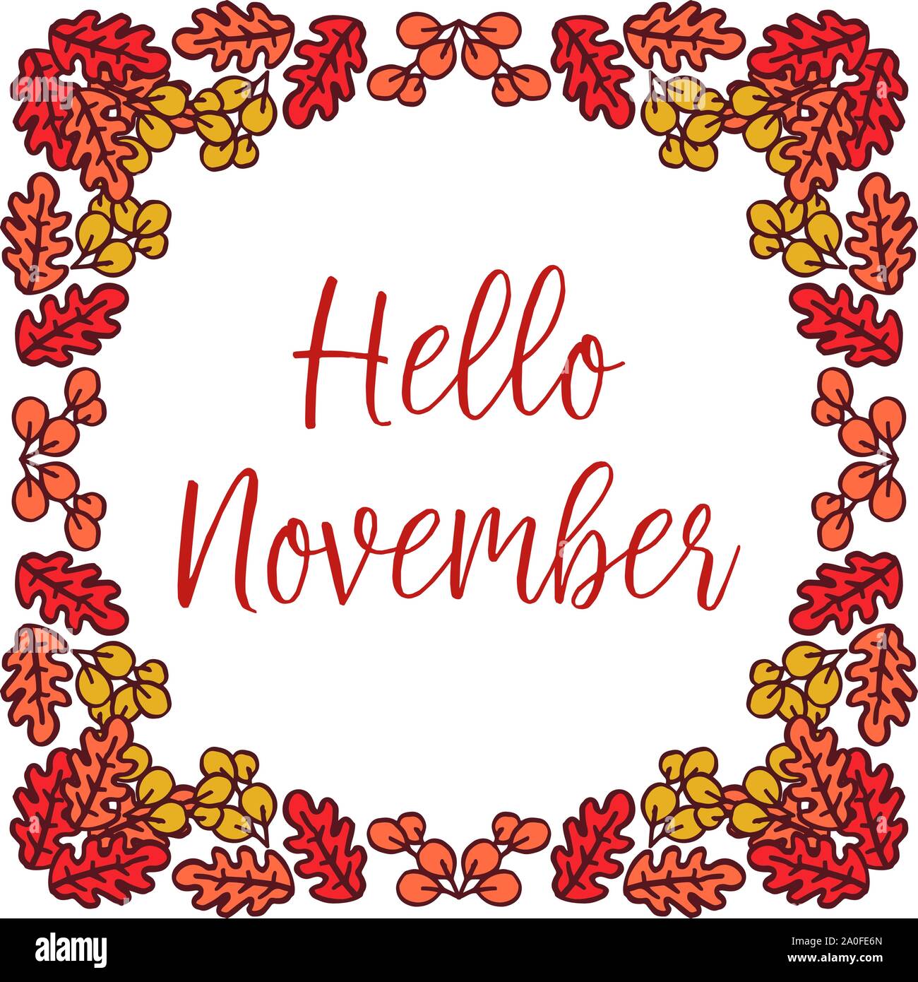 Beauty of texture leaves frame, for greeting card hello november ...