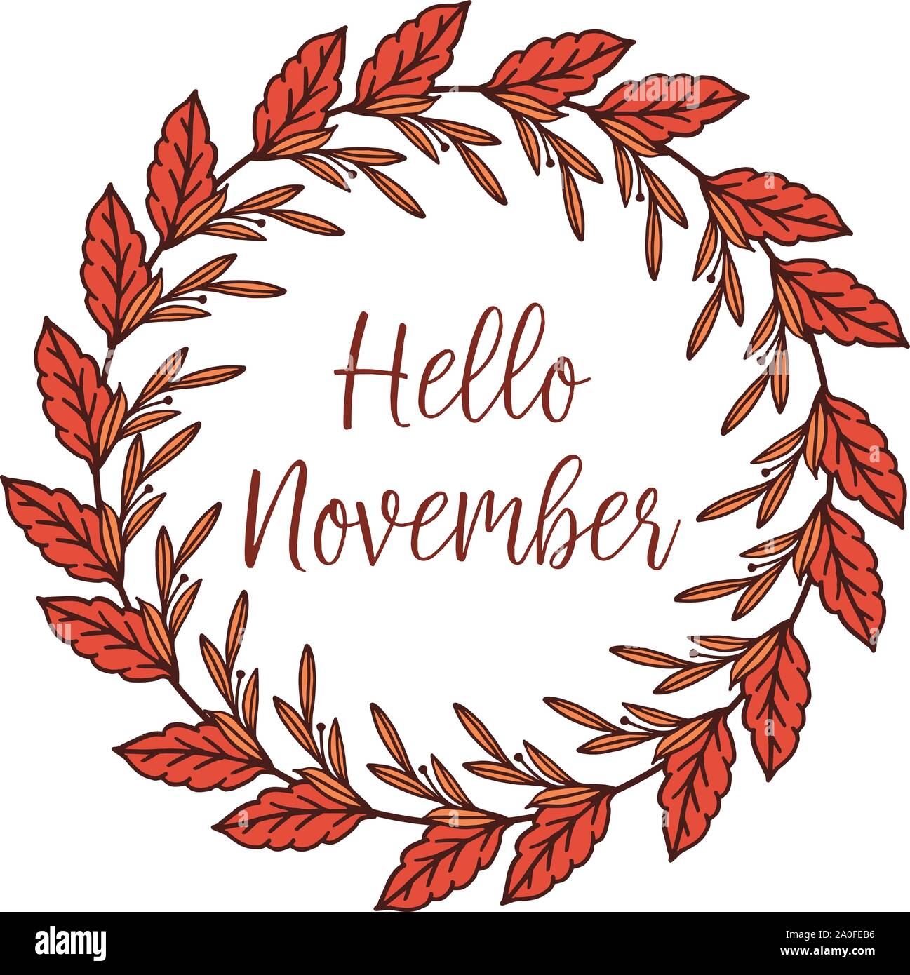 Hello november, with style of cute leaf frame. Vector Stock Vector ...