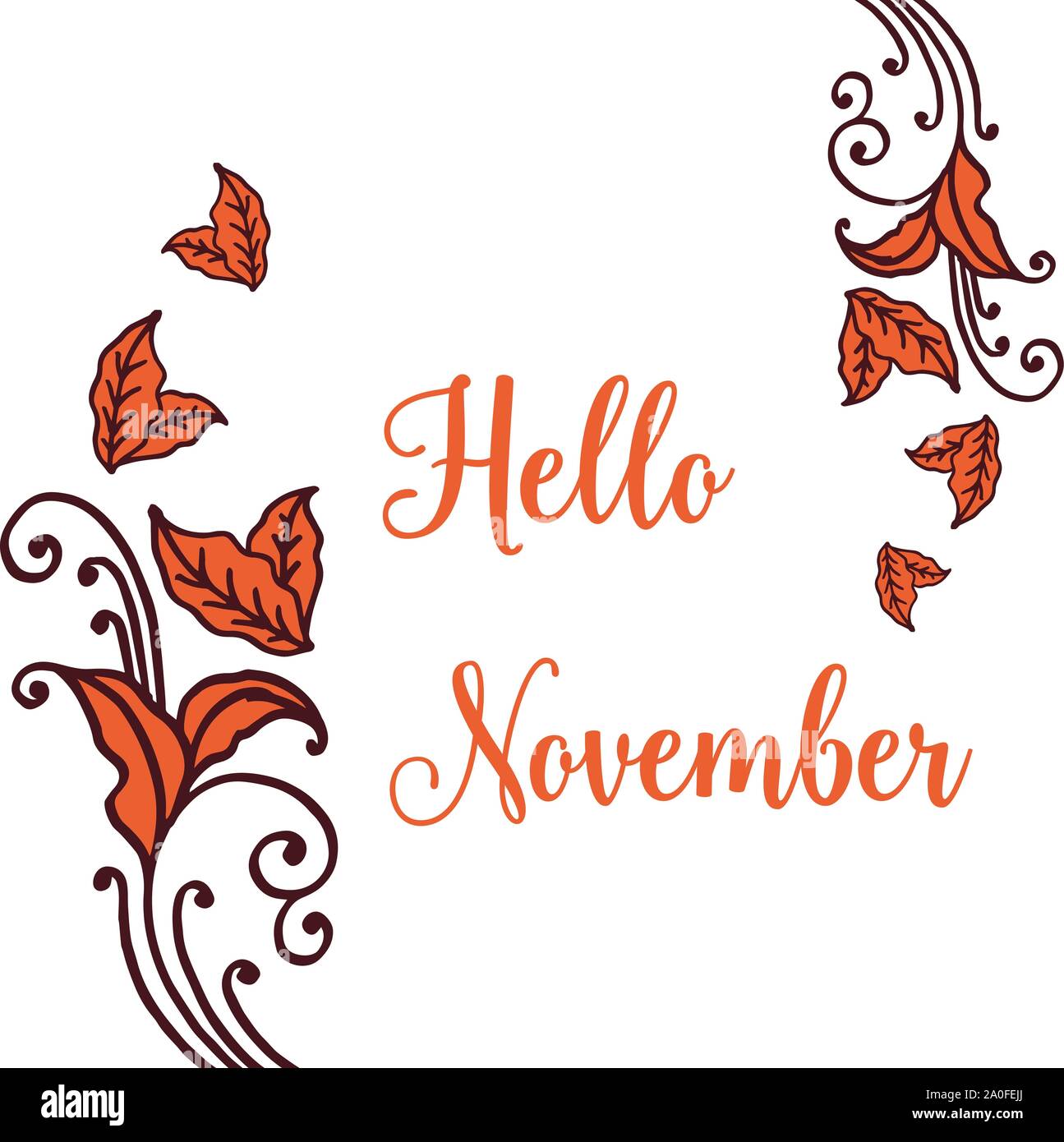 Template of lettering greeting card hello november, with motif of ...