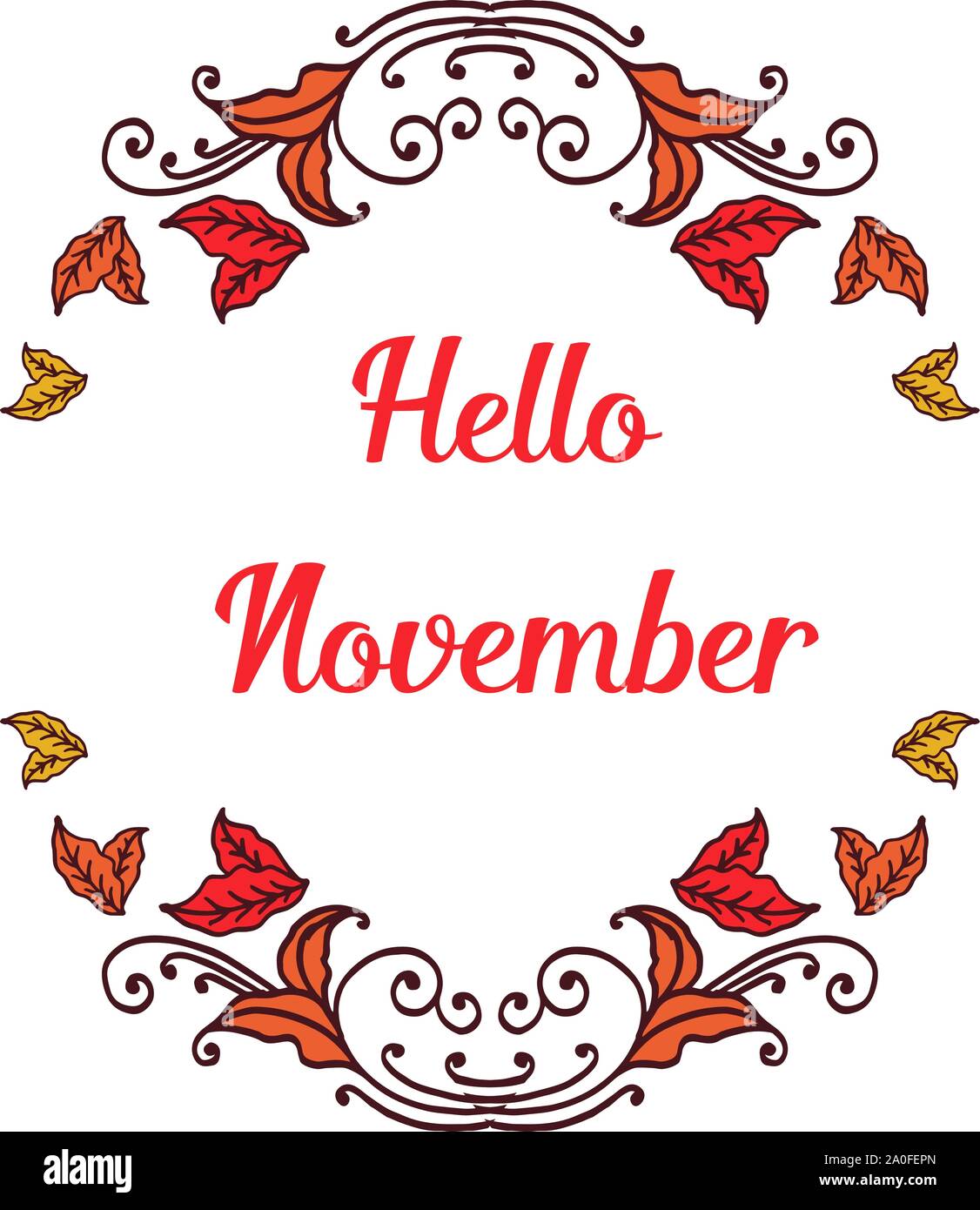 Template of lettering greeting card hello november, with motif of ...