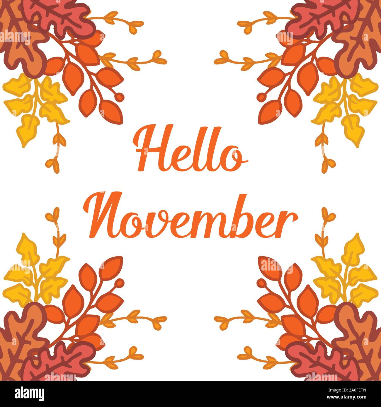 Lettering hello november on white backdrop, with wallpaper of colorful ...
