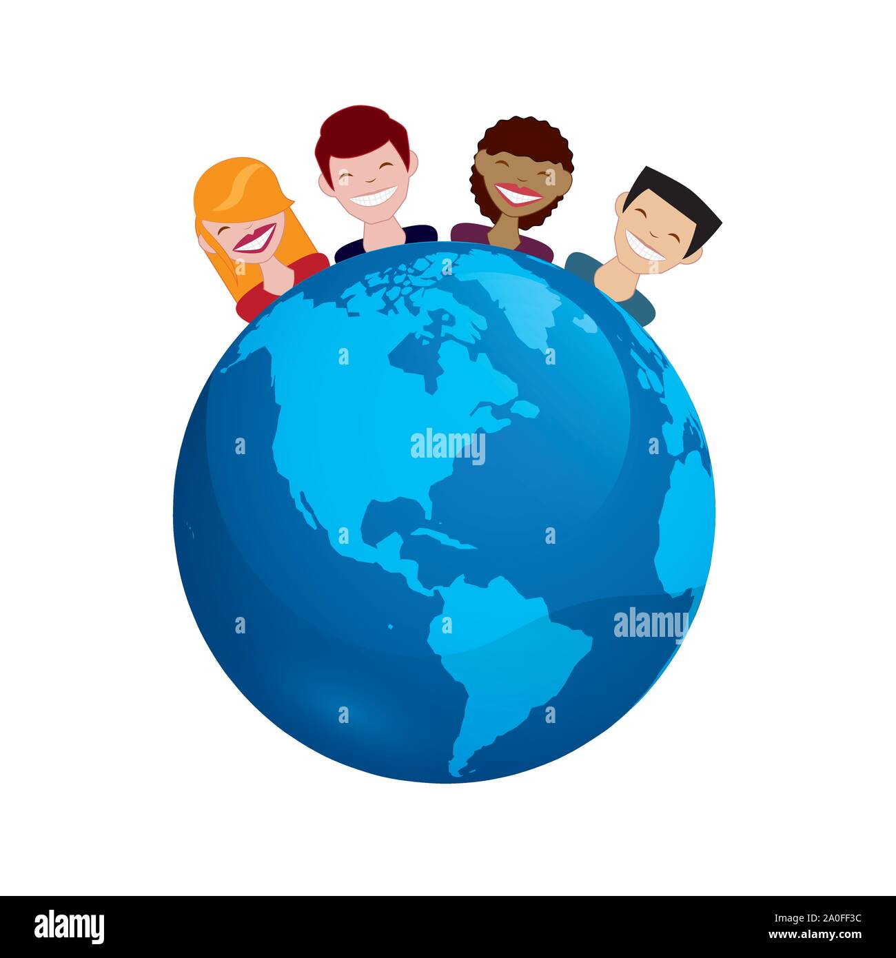 Cartoon Earth With People