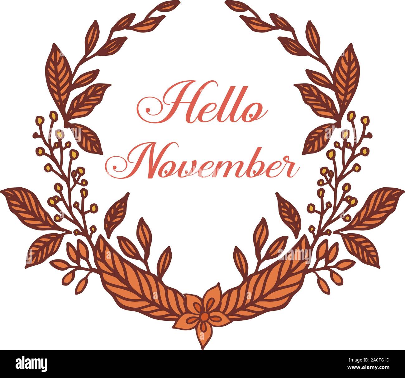 Decoration of elegant leaf flower frame, for modern greeting card hello ...