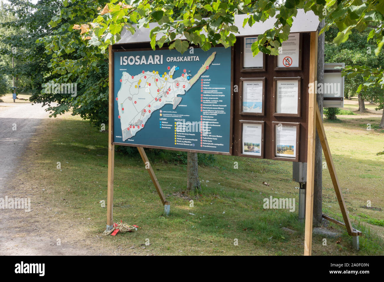Guide map on Isosaari island in Helsinki Finland Stock Photo - Alamy