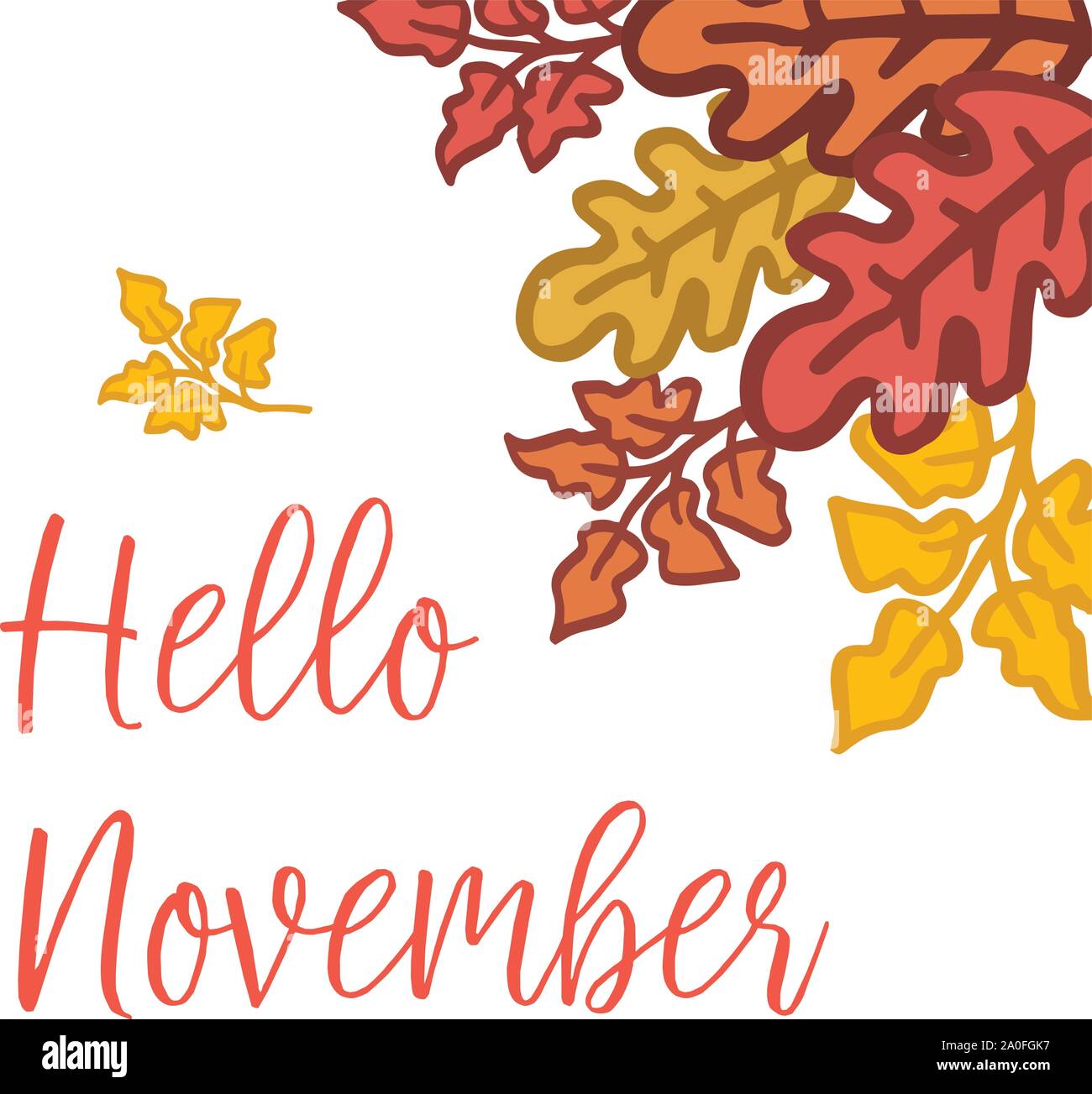 Lettering hello november on white backdrop, with wallpaper of colorful ...