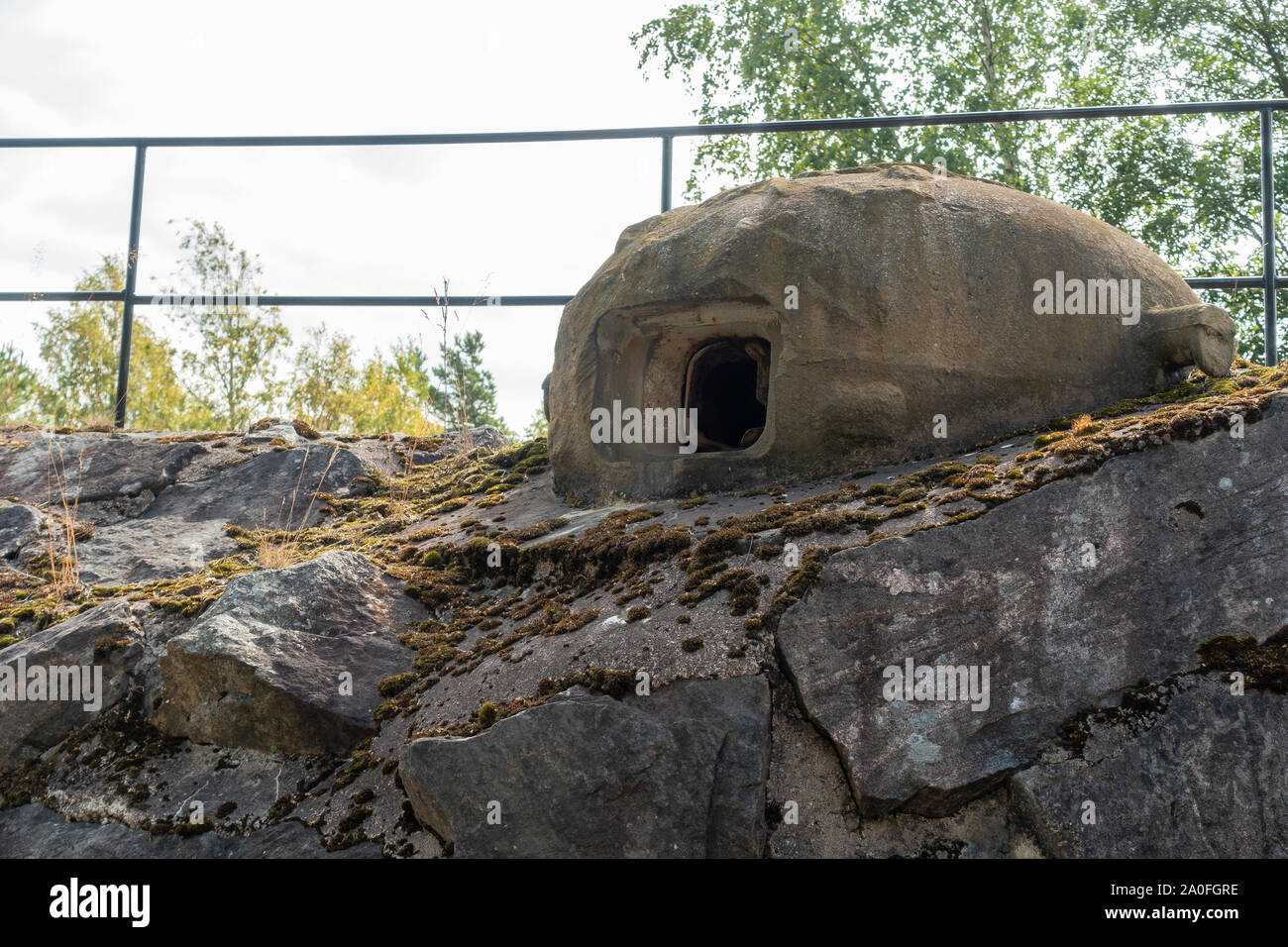 Bunker with shooting holes on Isosaari island in Helsinki Finland Stock ...