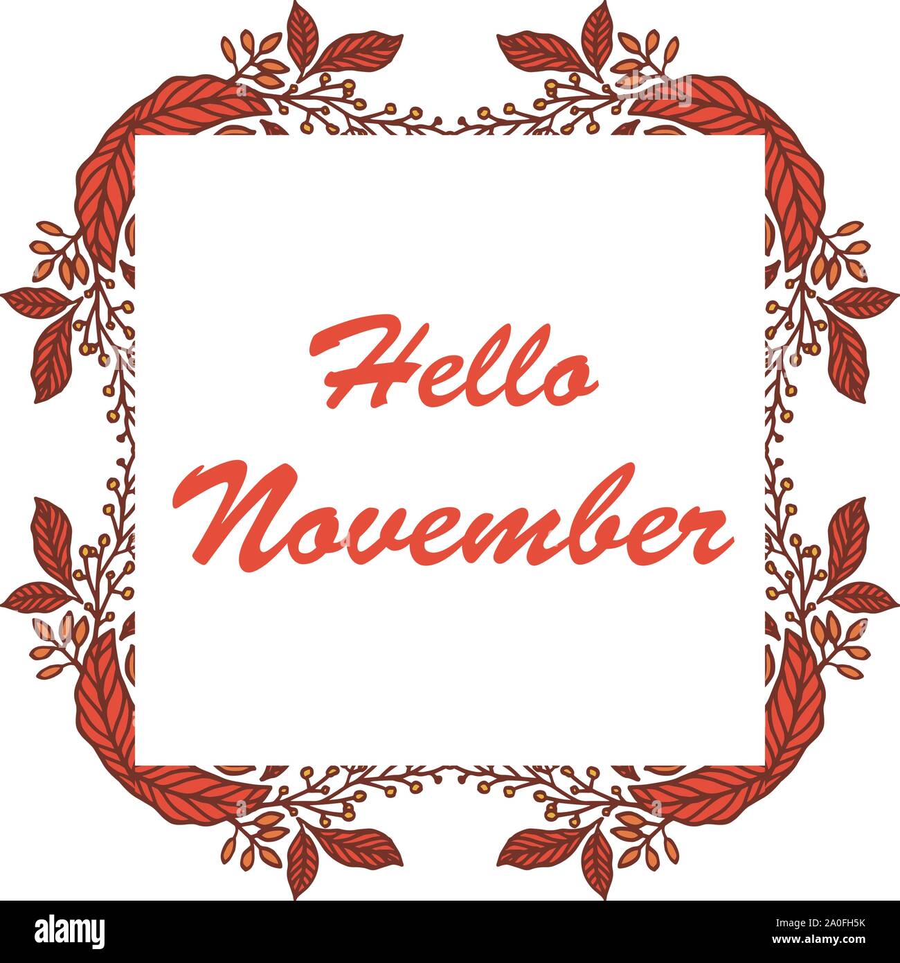 Decoration of elegant leaf flower frame, for modern greeting card hello ...