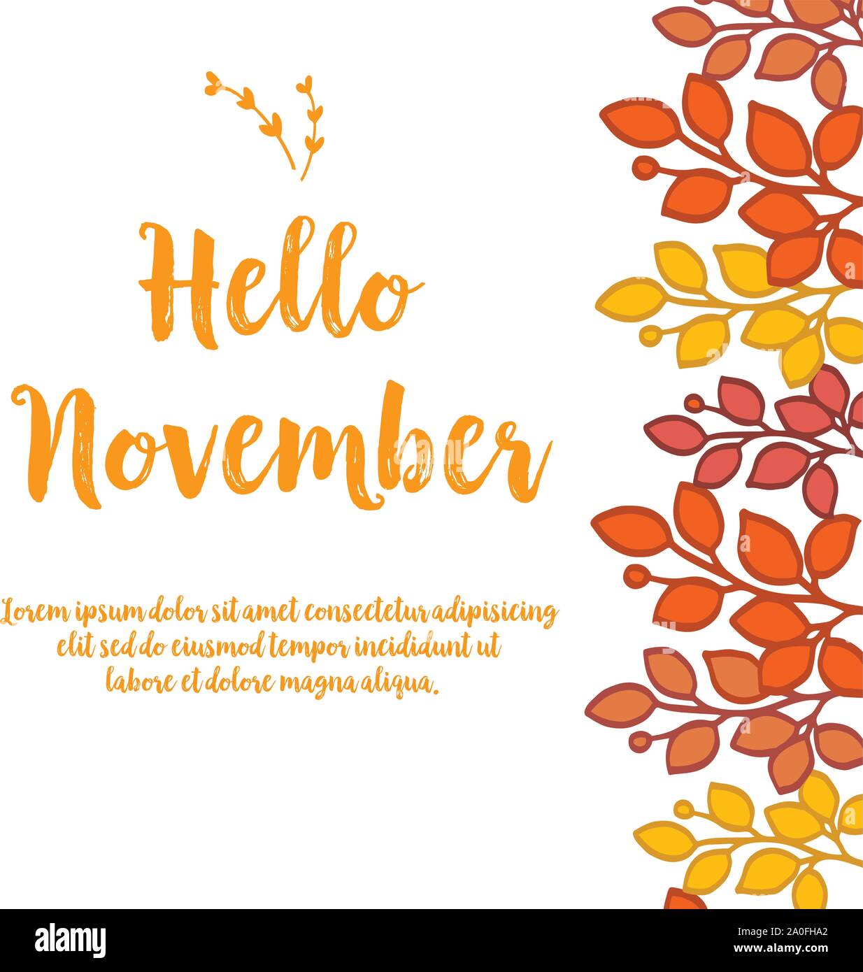 Hello november, design art of leaf frame background. Vector Stock ...