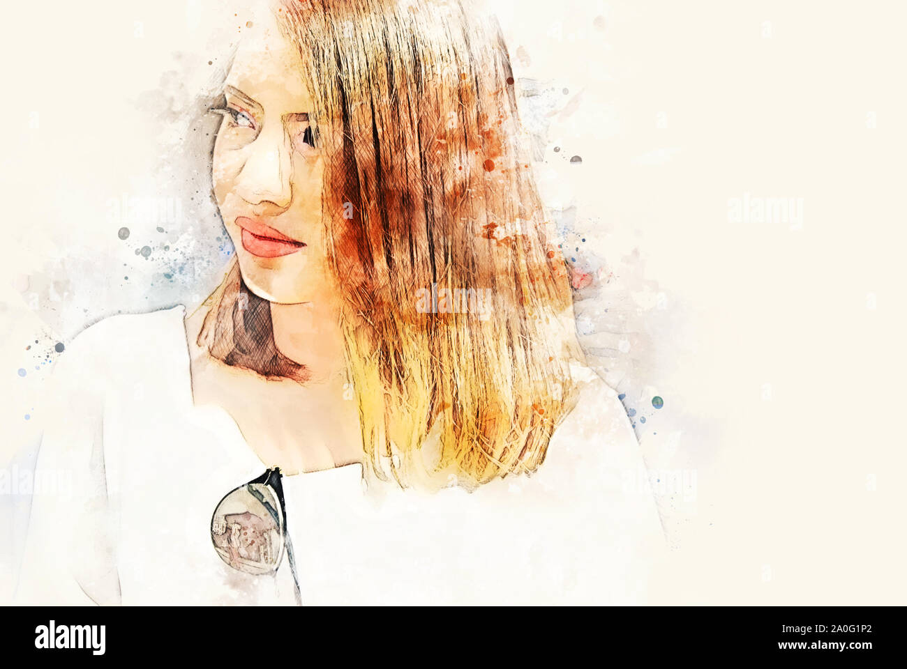 Abstract beautiful woman smile portrait traveling and walking street in ...