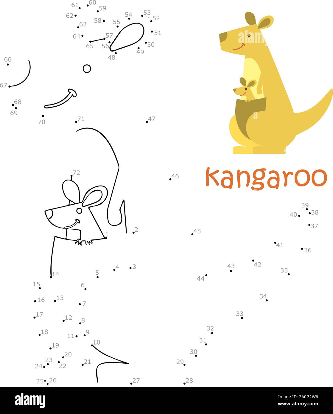 Coloring book and dot to dot game for children. Numbers game. kangaroo vector illustration Stock ...