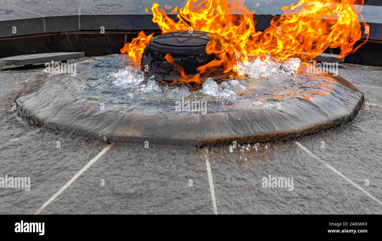 The Centennial Flame on Parliament Hill in Ottawa, Canada burns Stock ...