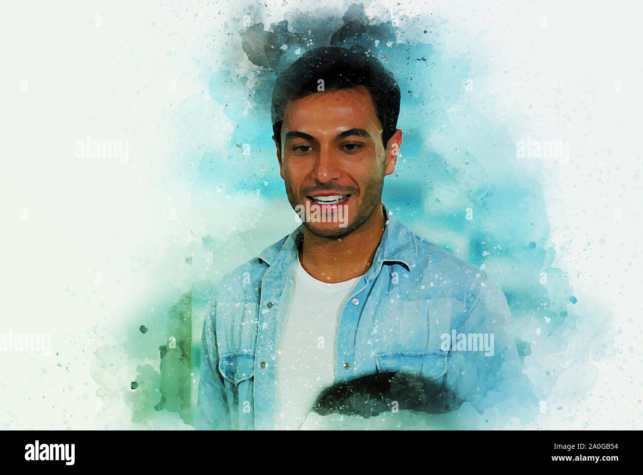 Abstract colorful business man meeting and talking in office on ...