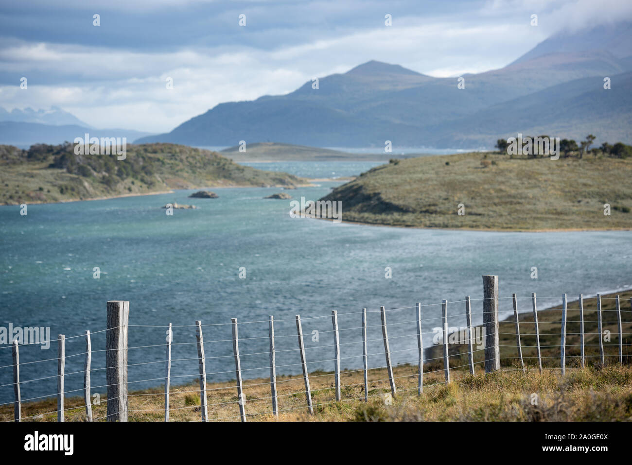 Wiring on the coast of the Beagle Channel in South patagonia, Argentina ...