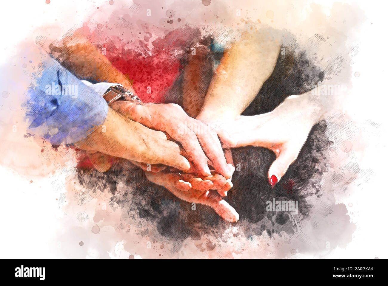 Abstract colorful shape on handshake teamwork for business concept on ...