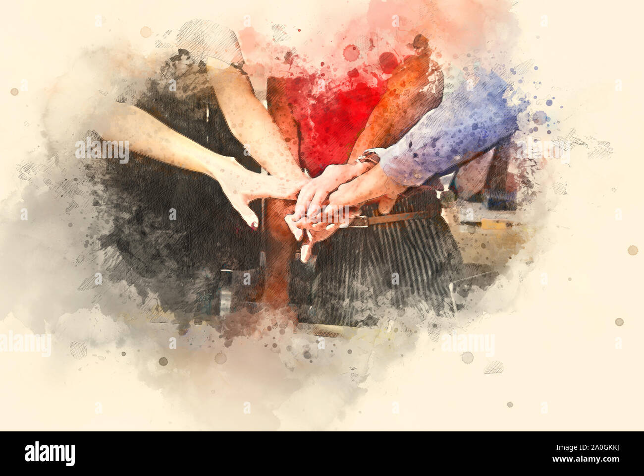 Abstract colorful shape on handshake teamwork for business concept on ...