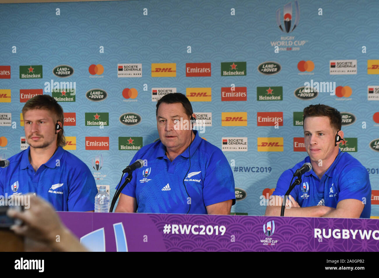 New Zealand head coach Steve Hansen, center, attends the New Zealand ...