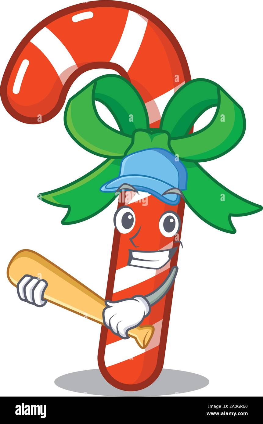 Playing baseball mascot candy cane in cartoon jars Stock Vector Image ...