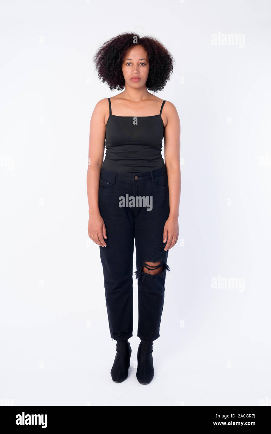 Full body shot of young beautiful African woman Stock Photo - Alamy