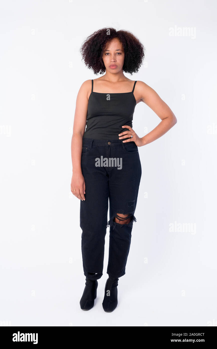 Full body shot of young beautiful African woman Stock Photo - Alamy