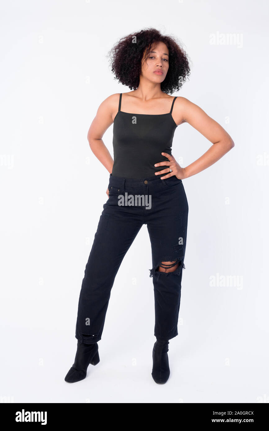 Full body shot of young beautiful African woman Stock Photo - Alamy