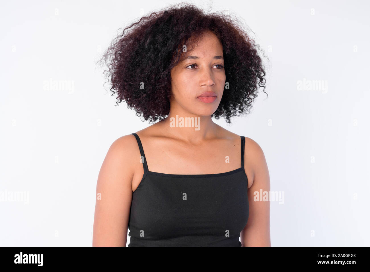 Face of young beautiful African woman thinking Stock Photo - Alamy