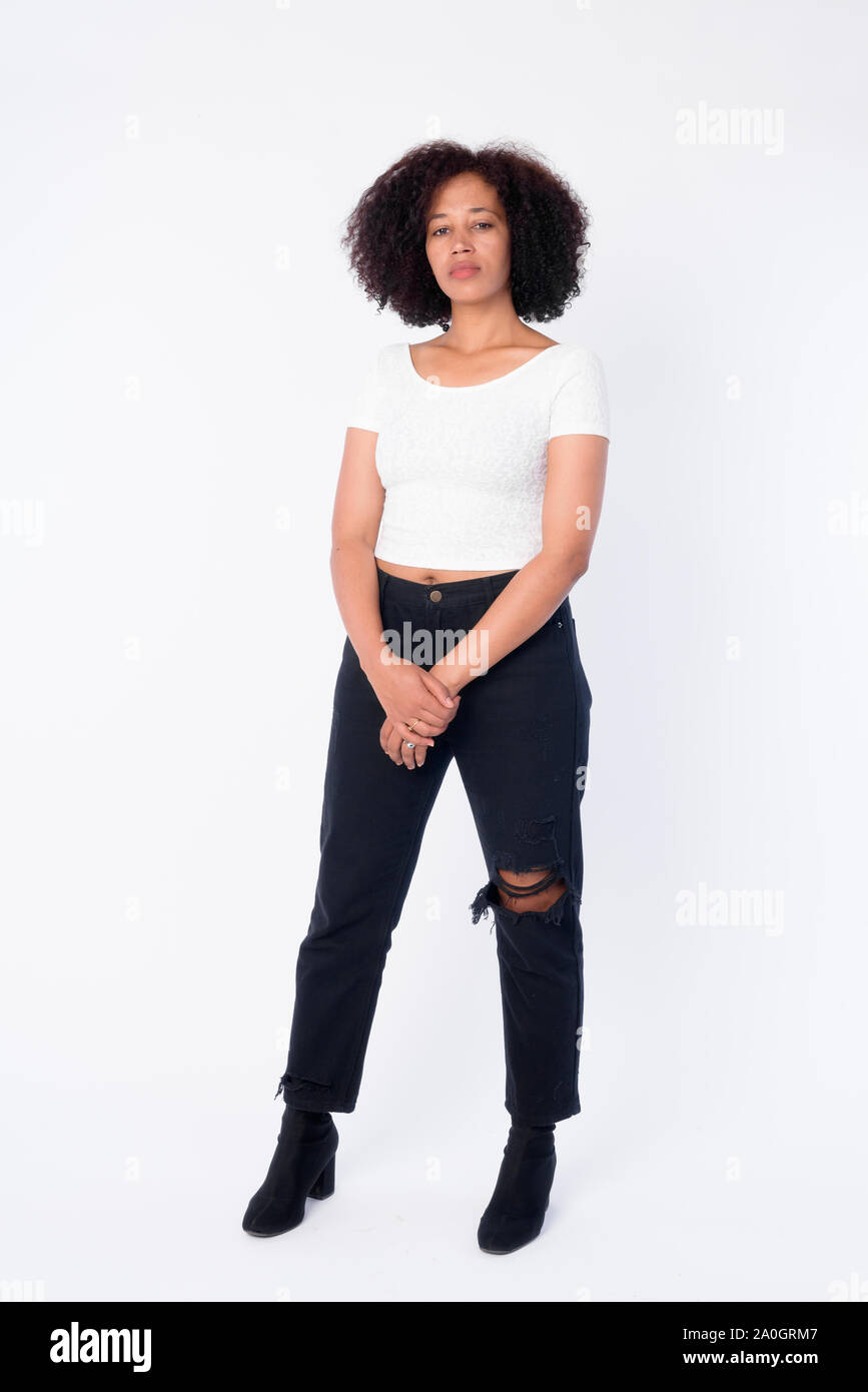 Full body shot of young beautiful African woman Stock Photo - Alamy