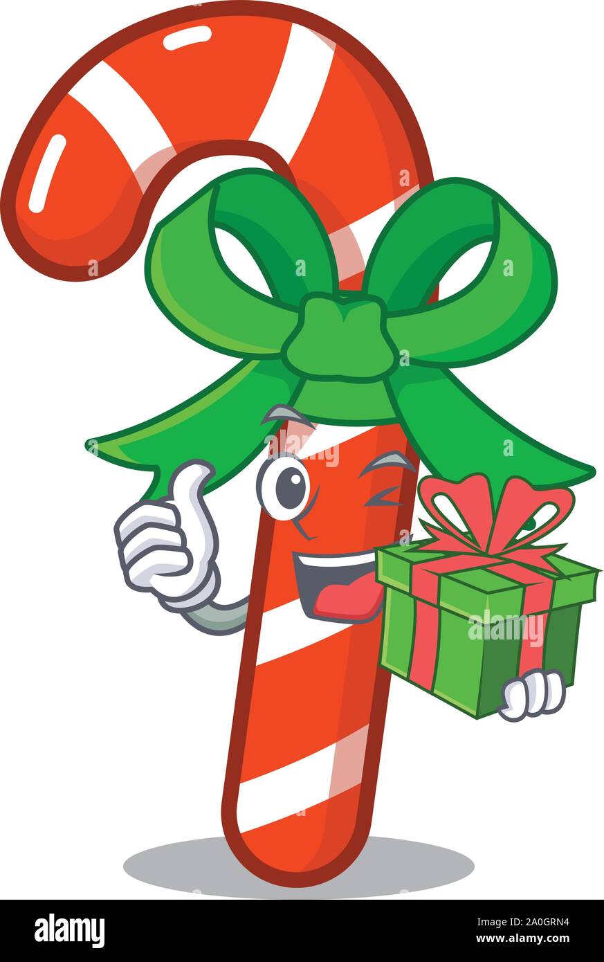 With gift candy cane character shaped a cartoon Stock Vector Image ...