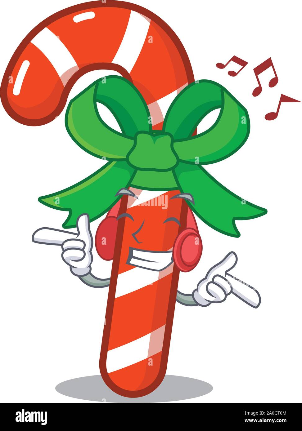 Listening music candy cane character shaped a cartoon Stock Vector ...