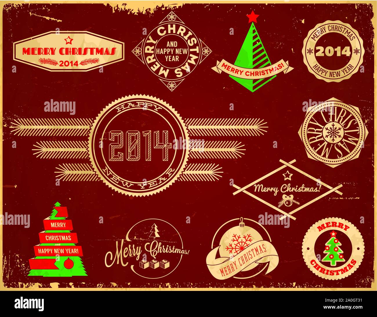 Set of Christmas vintage labels Stock Vector Image & Art - Alamy