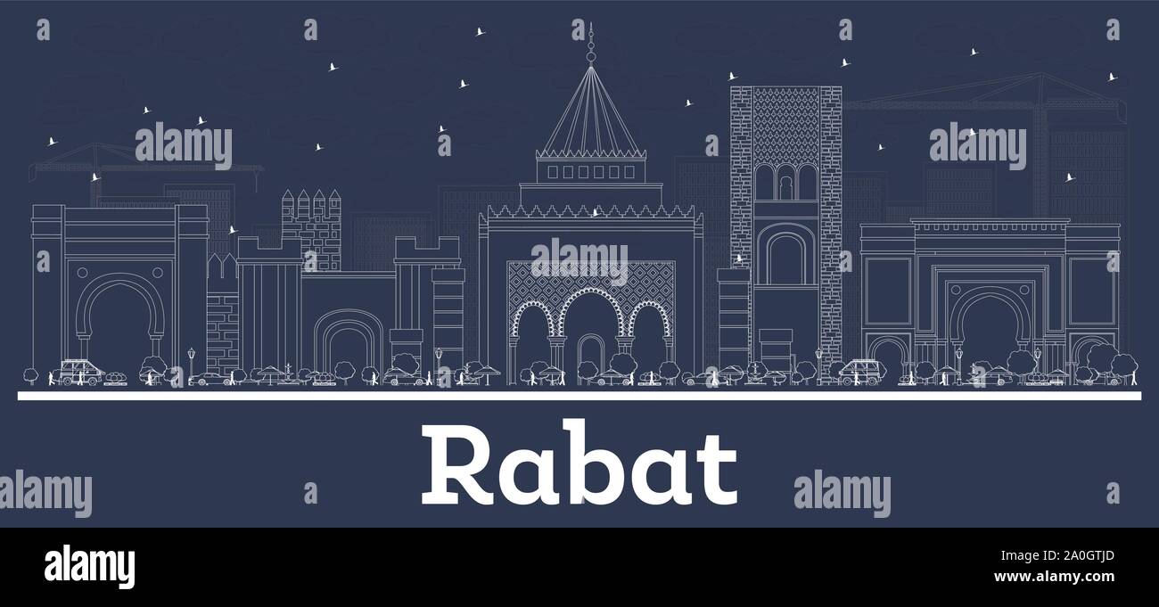 Outline Rabat Morocco City Skyline with White Buildings. Vector ...