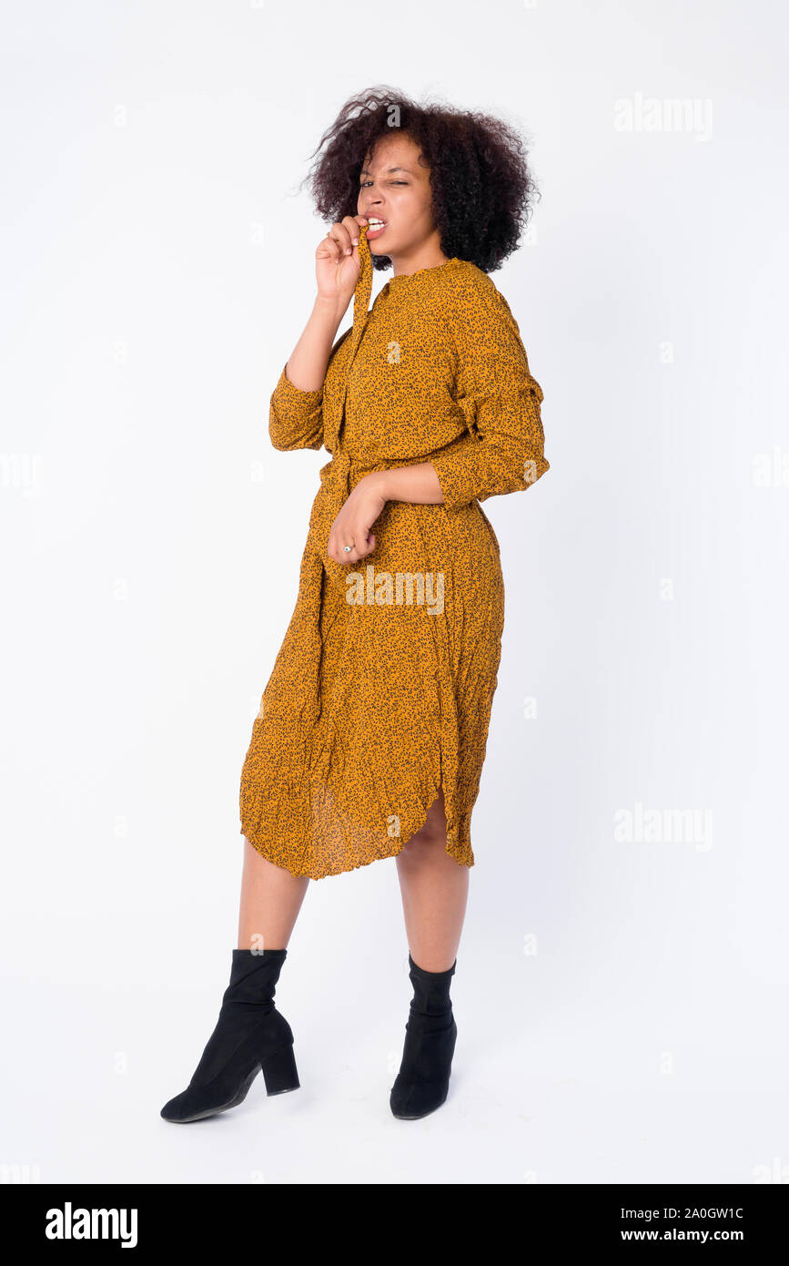 Full body shot of young beautiful African woman Stock Photo - Alamy