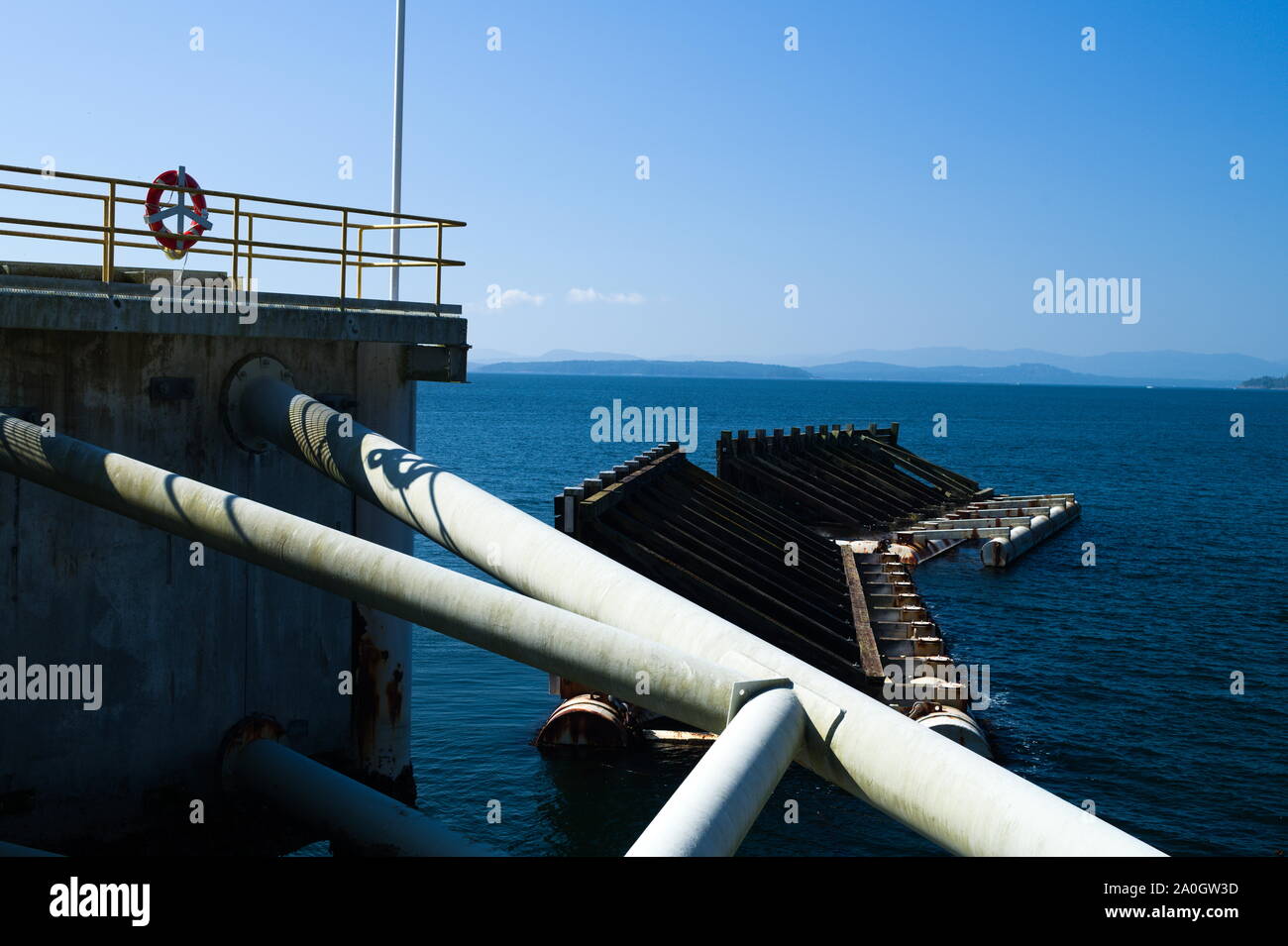 Parts of the docking structures at the BC Ferries terminal at Otter Bay ...