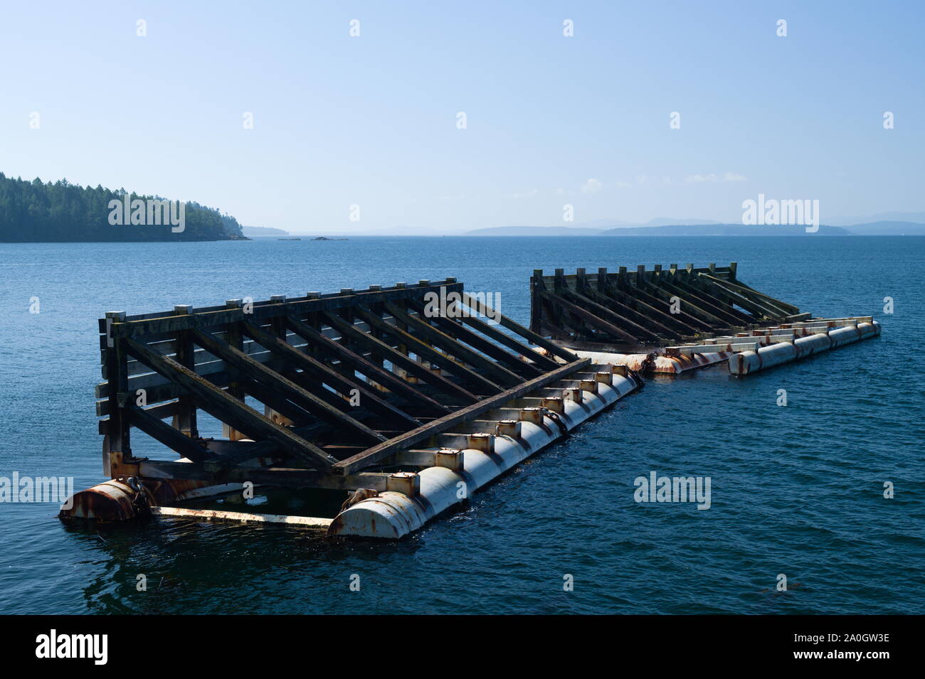 Parts of the docking structures at the BC Ferries terminal at Otter Bay ...