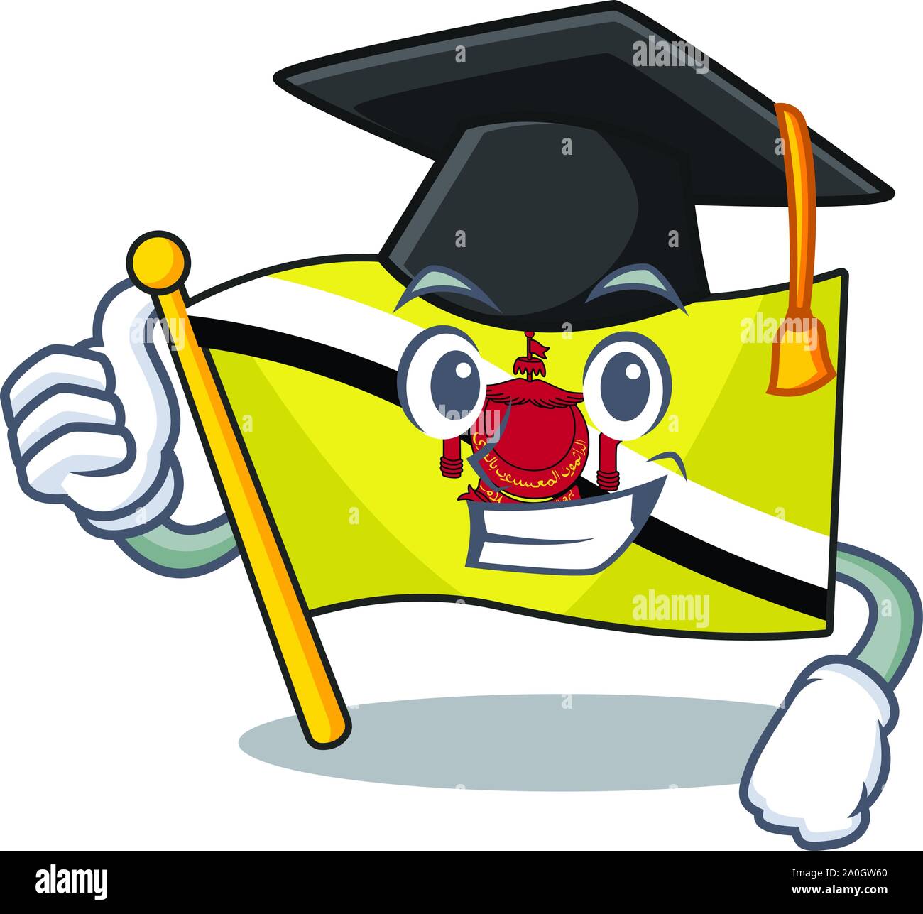 Graduation flag brunei darussalam mascot shaped cartoon Stock Vector ...