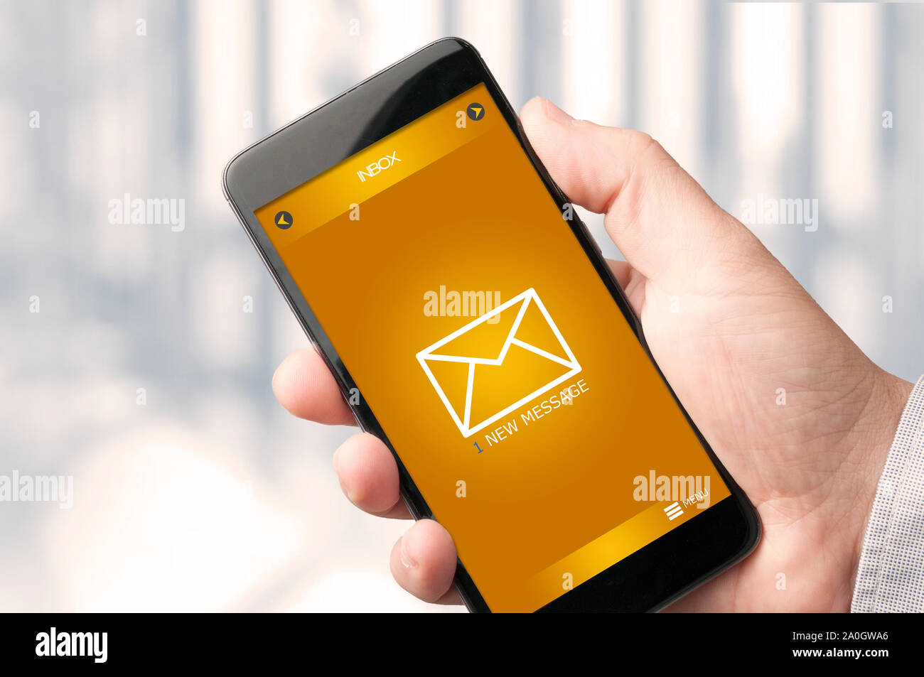 Business man checking e-mail on smartphone Stock Photo - Alamy