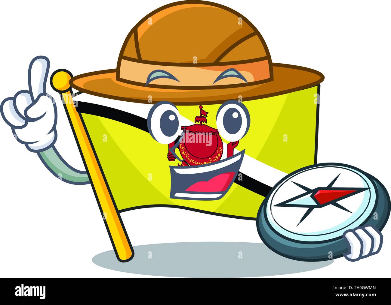 Explorer flag brunei darussalam isolated with mascot Stock Vector Image ...