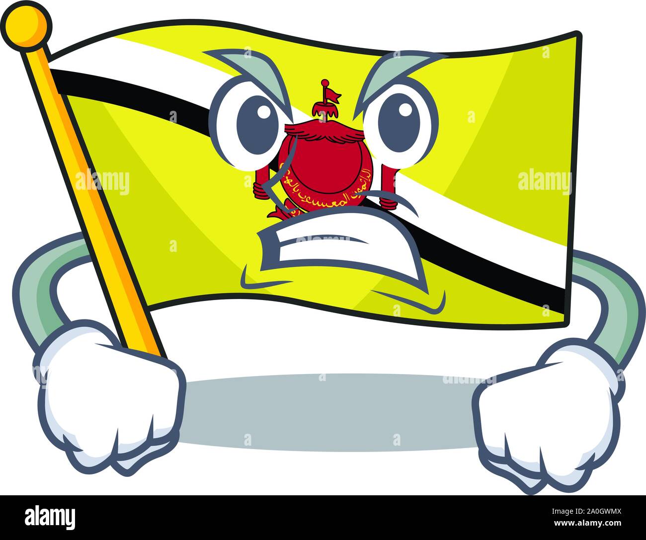 Angry flag brunei darussalam isolated with mascot Stock Vector Image ...