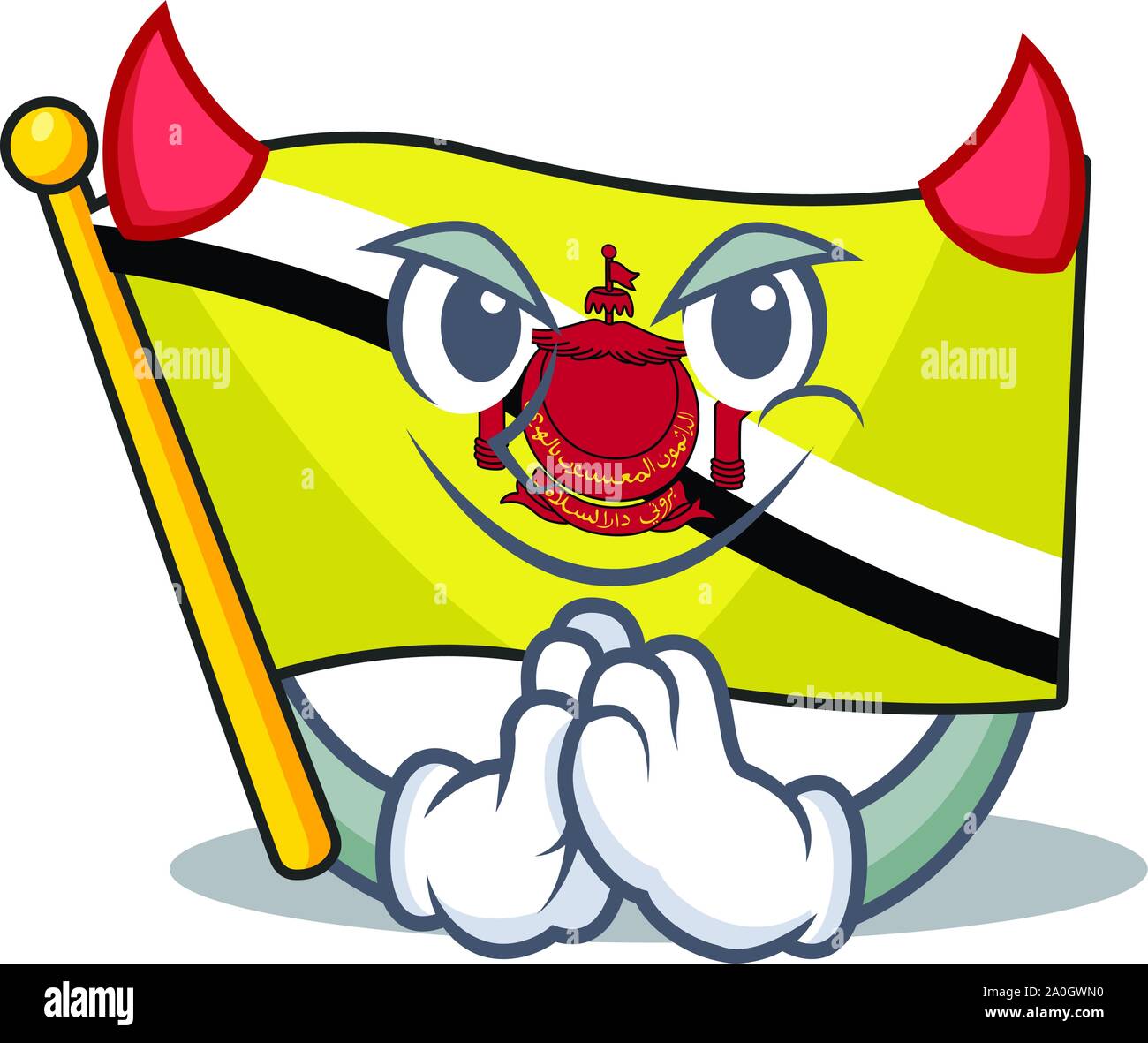 Devil flag brunei darussalam isolated with mascot Stock Vector Image ...