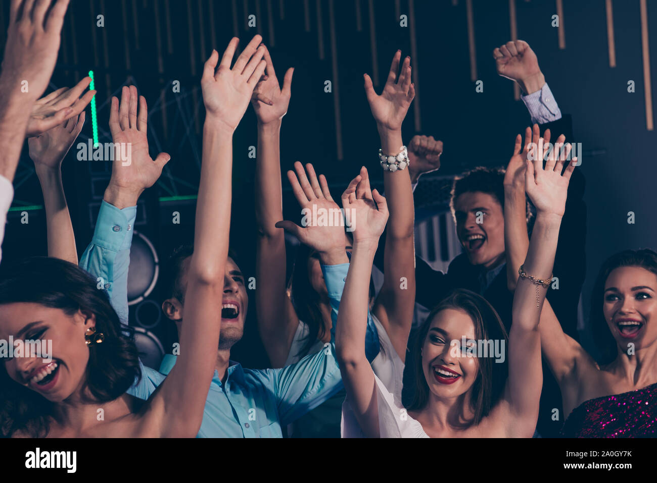 Cheerful classy beautiful attractive winsome glamorous excited glad ...