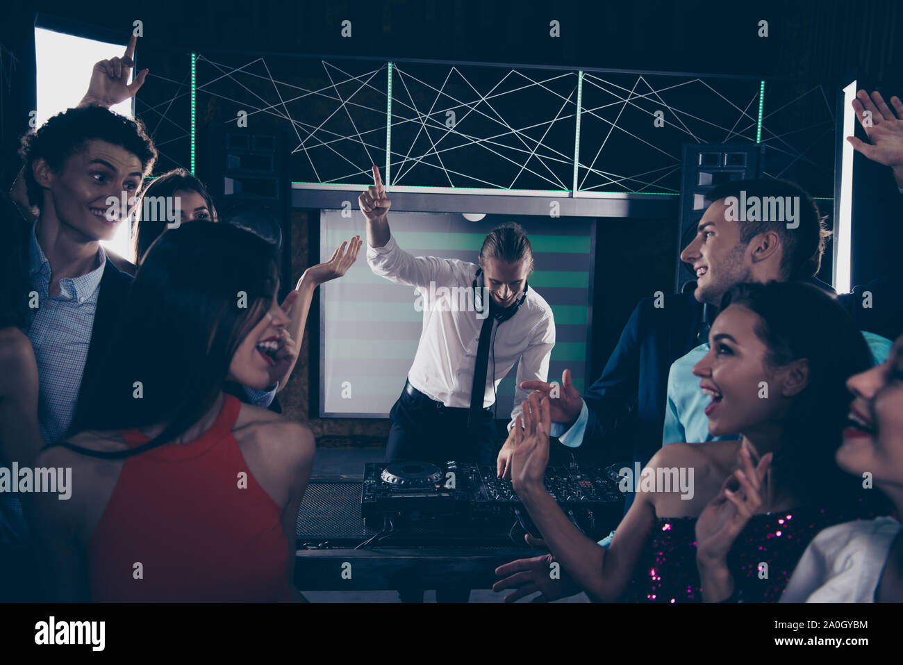 Diverse crowd, cool adorable charming beautiful cheerful glad ladies ...