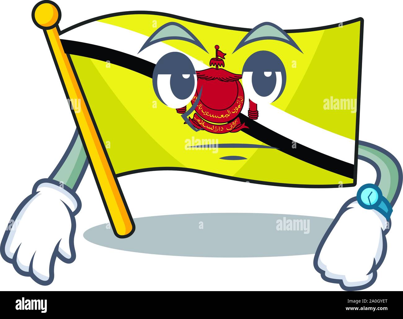 Waiting flag brunei darussalam with the character Stock Vector Image ...