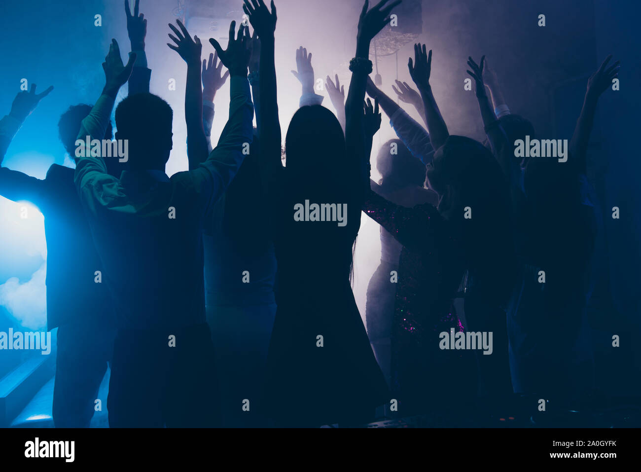 Cheering celebrity super star concept. Photo of many people enjoying ...