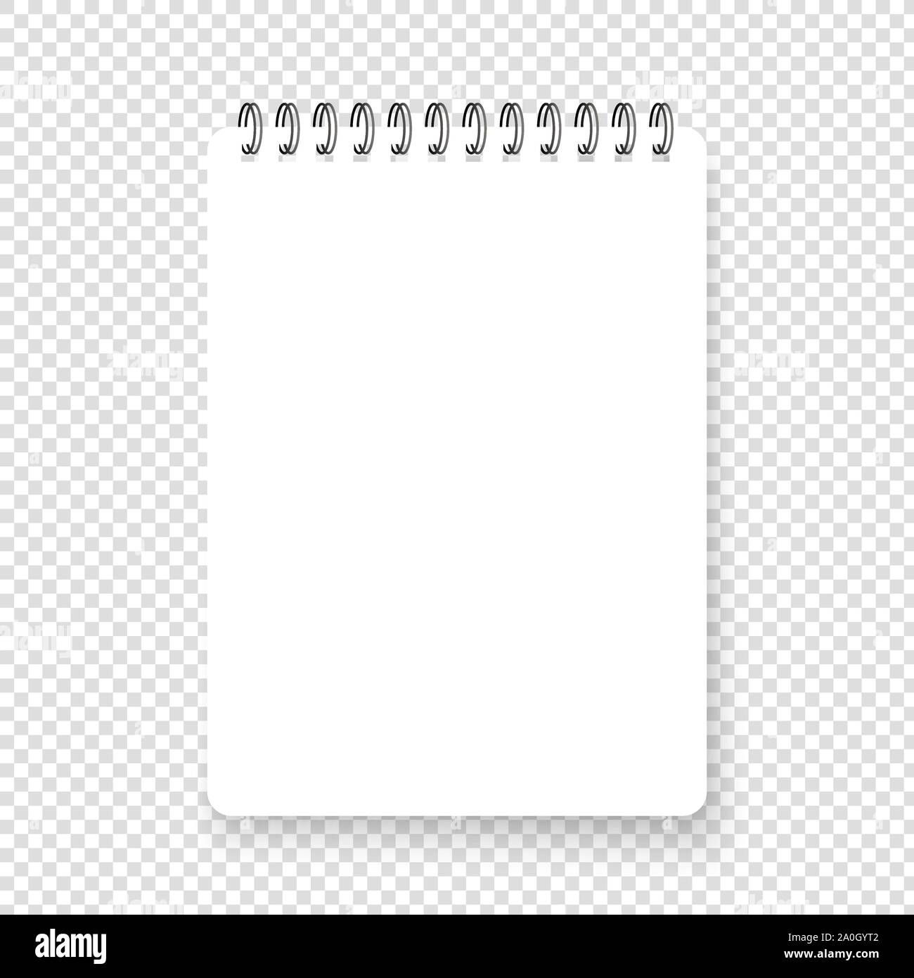 Vertical realistic spiral notepad with shadow. Clean realistic note ...