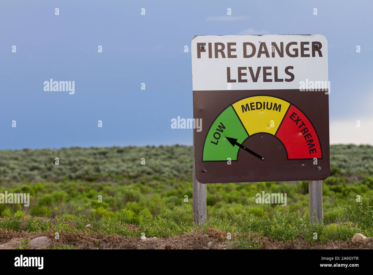 Fire danger levels sign during the middle of summer Stock Photo - Alamy